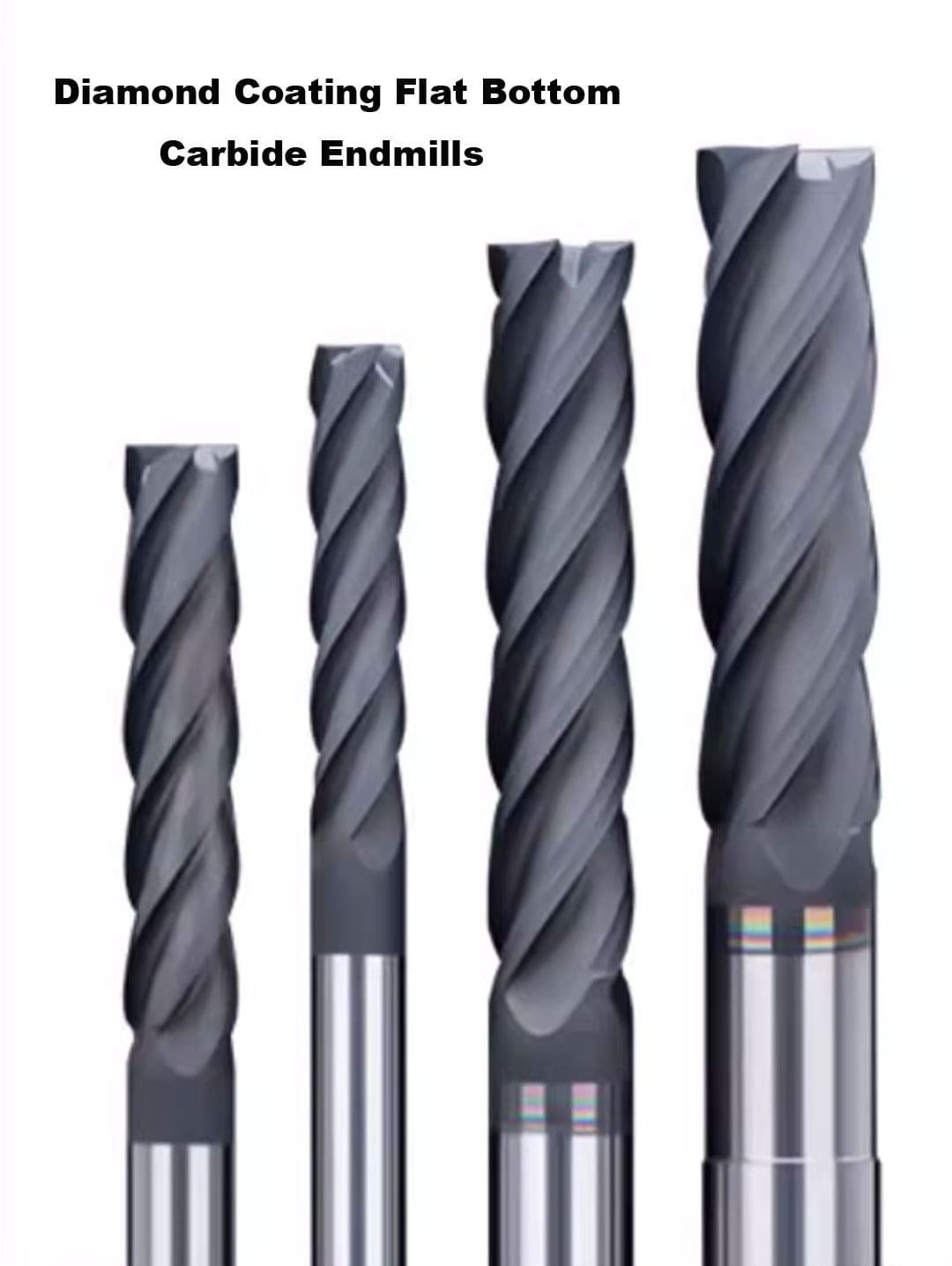 Flat Bottom Carbide Endmills Diamond coating for graphite